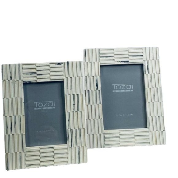 Tozai Home | Accents | Tozai Home Gray White Ridges Photo Picture Frame ...